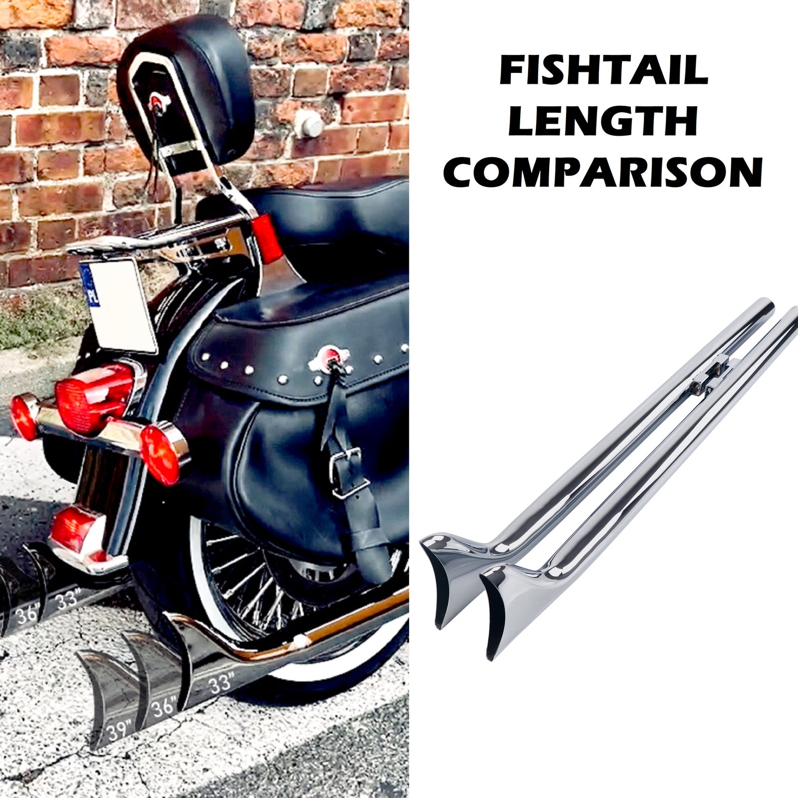 Sharkroad 36-39'' Custom Fishtail Slip on Mufflers for Harley Davidson