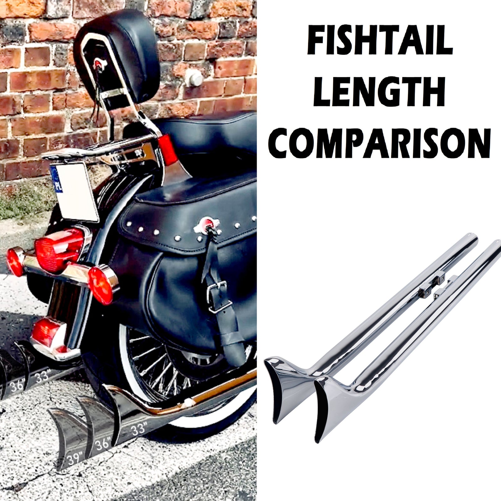 Sharkroad 36-39'' Custom Fishtail Slip on Mufflers for Harley Davidson