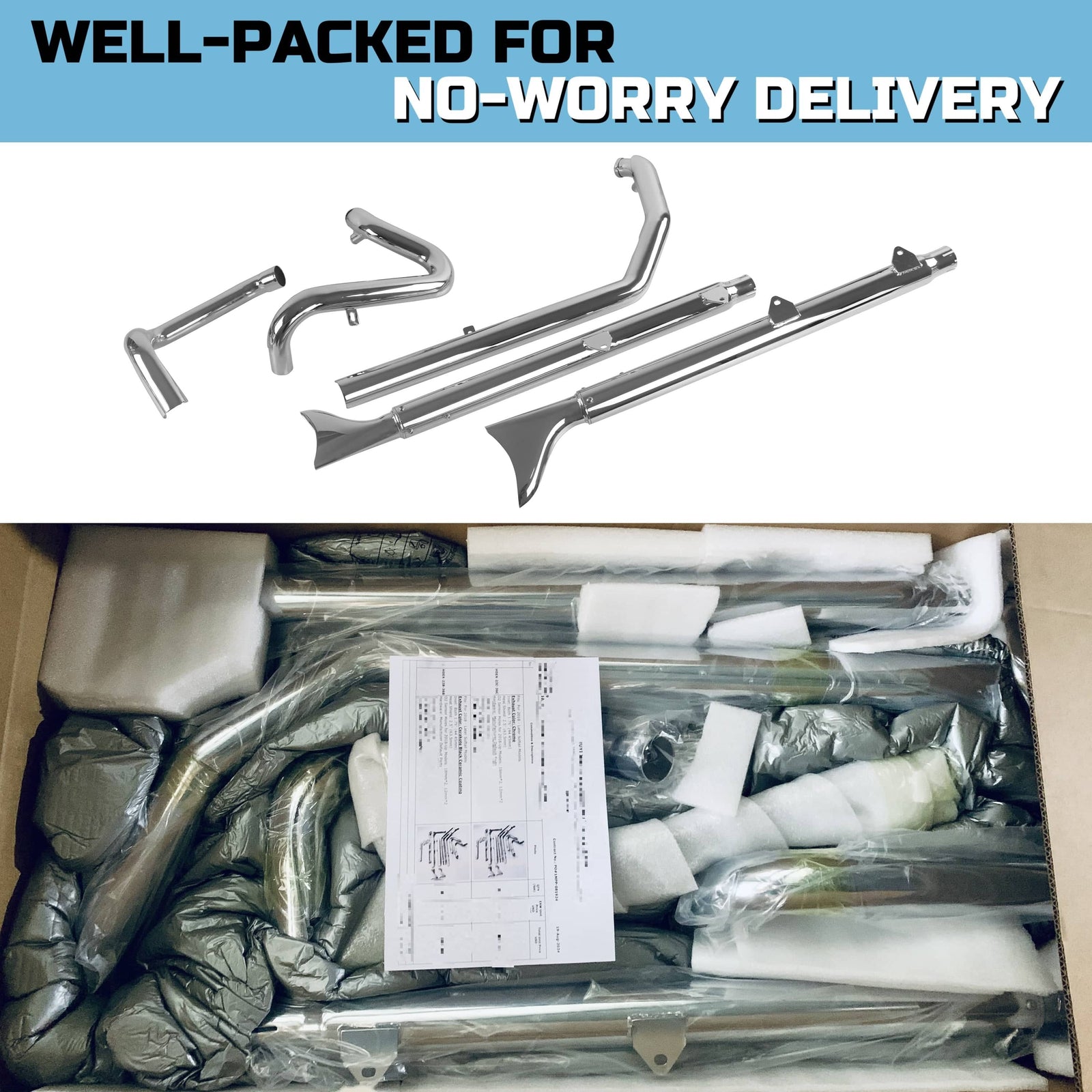 SHARKROAD True Dual Headers with Fishtail Mufflers for Harley Softail