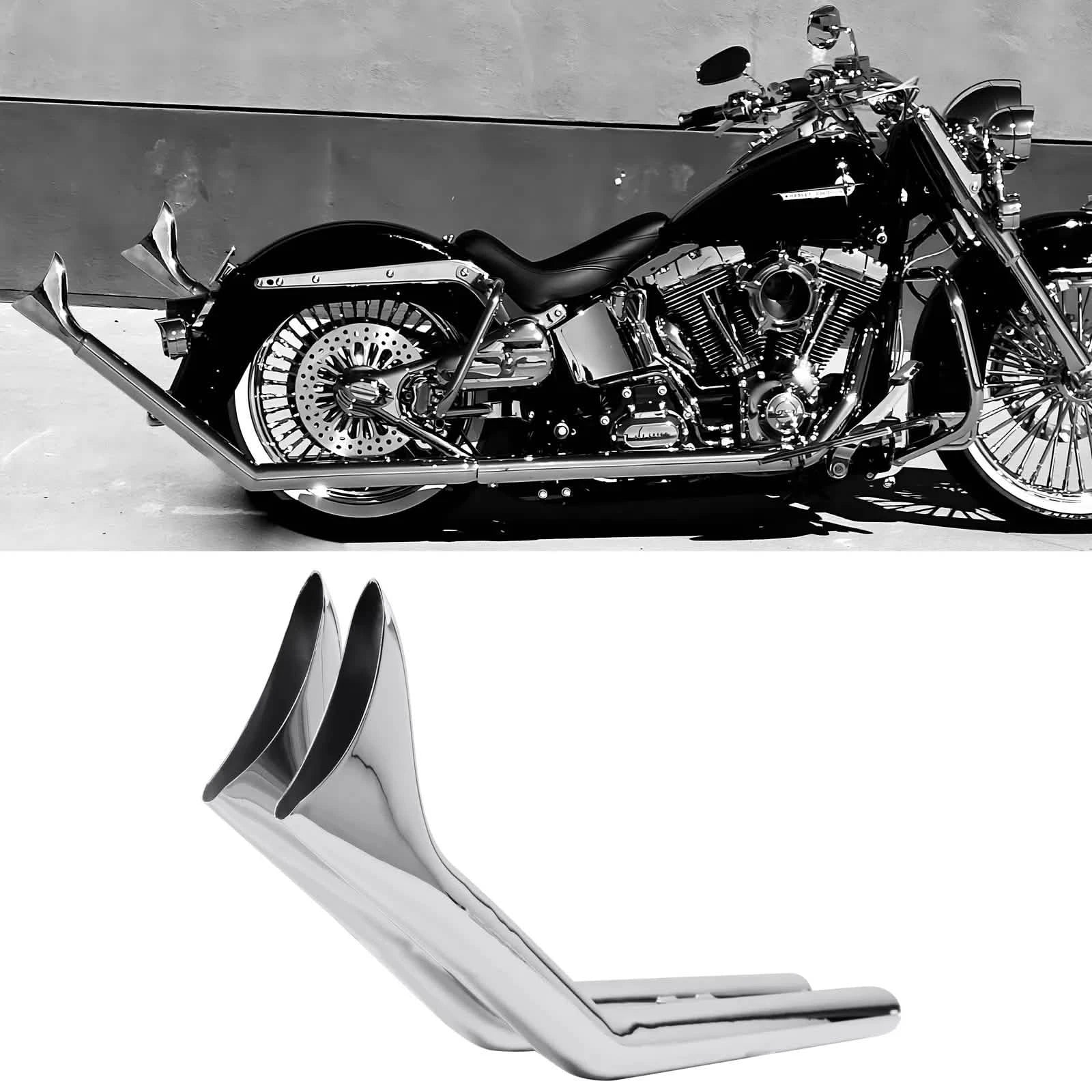 SharkRoad Upswept Fishtail Slip Ons for True Dual Exhaust Systems Harl